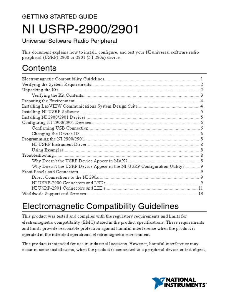 Getting Started Guide For USRP-2900 | PDF | Usb | Electromagnetic Compatibility