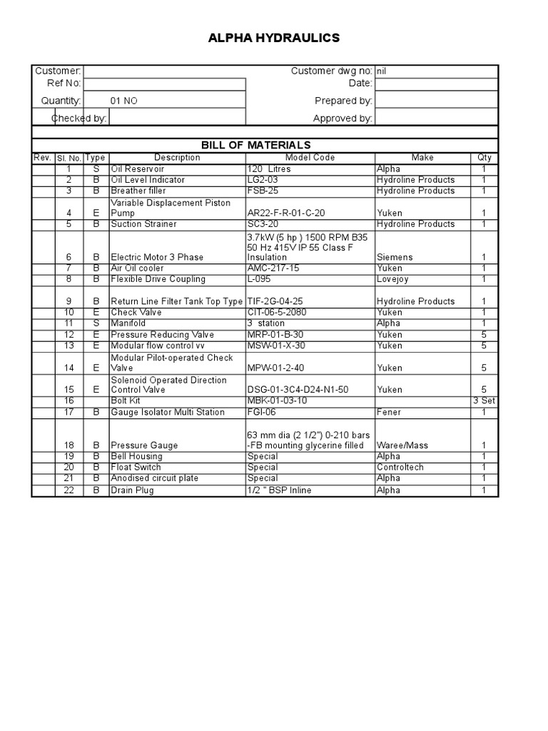 Press Bom | PDF | Machines | Engines