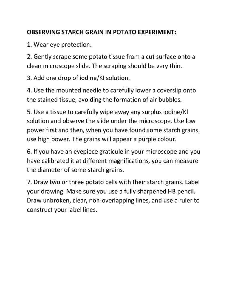 Observing Starch Grains in Potato | PDF | Laboratory Equipment | Equipment