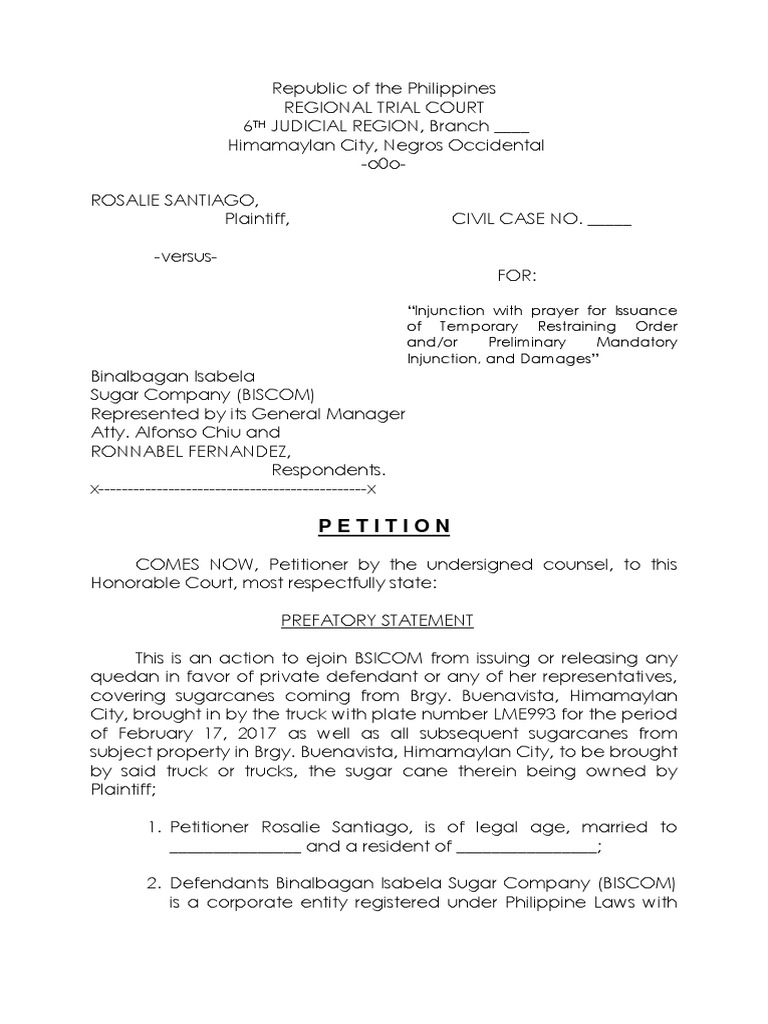Petition | PDF | Injunction | Common Law