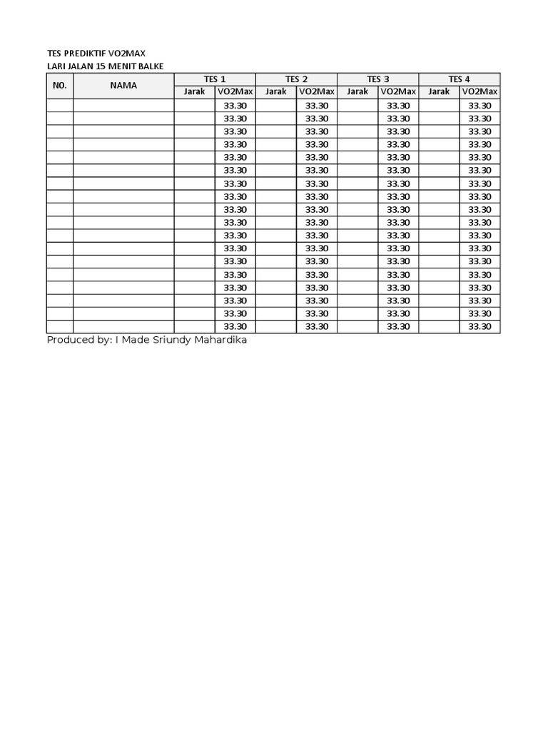 Vo2max Tes Balke | PDF | Qualité de vie | Loisir