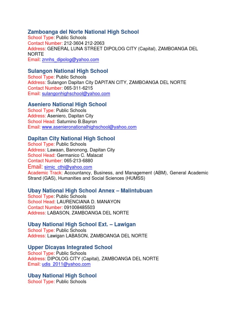 List of High Schools | PDF