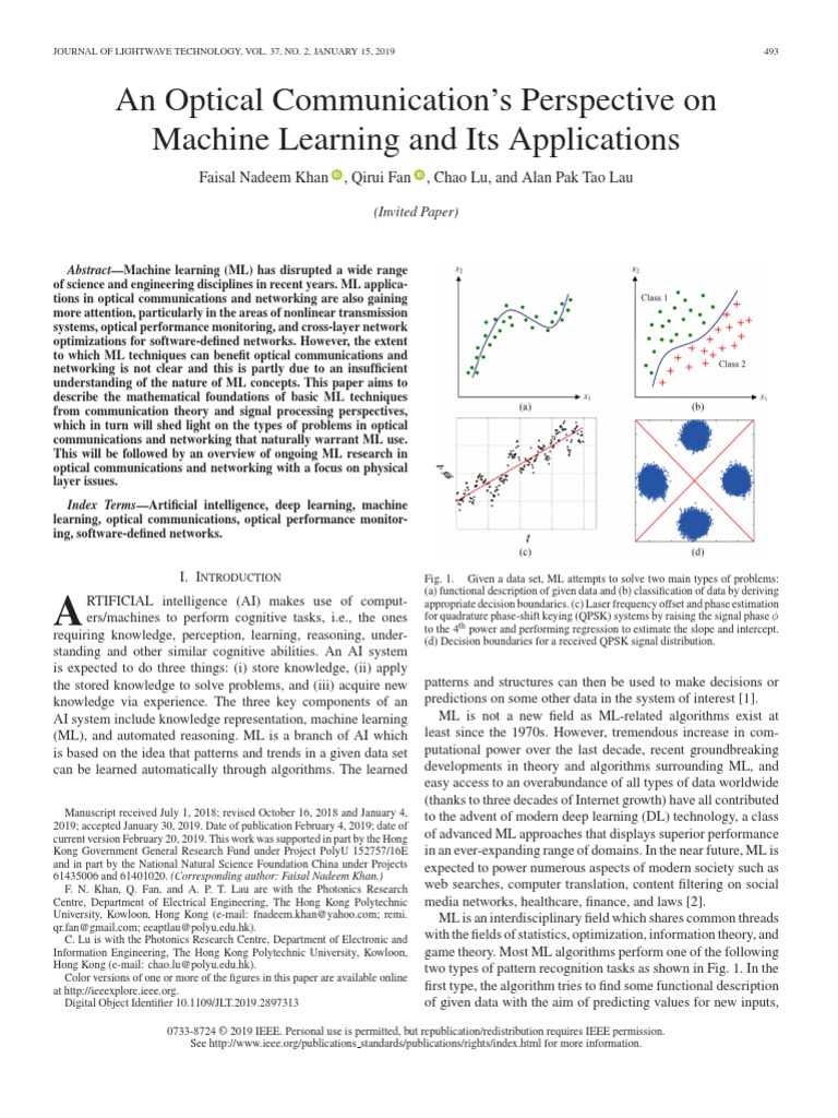 An Optical Communication's Perspective On Machine Learning and Its ...