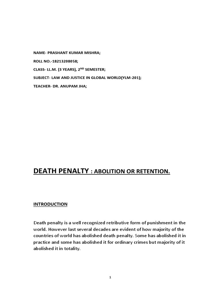 Death Penalty: Abolition or Retention Debate | PDF | Capital Punishment ...