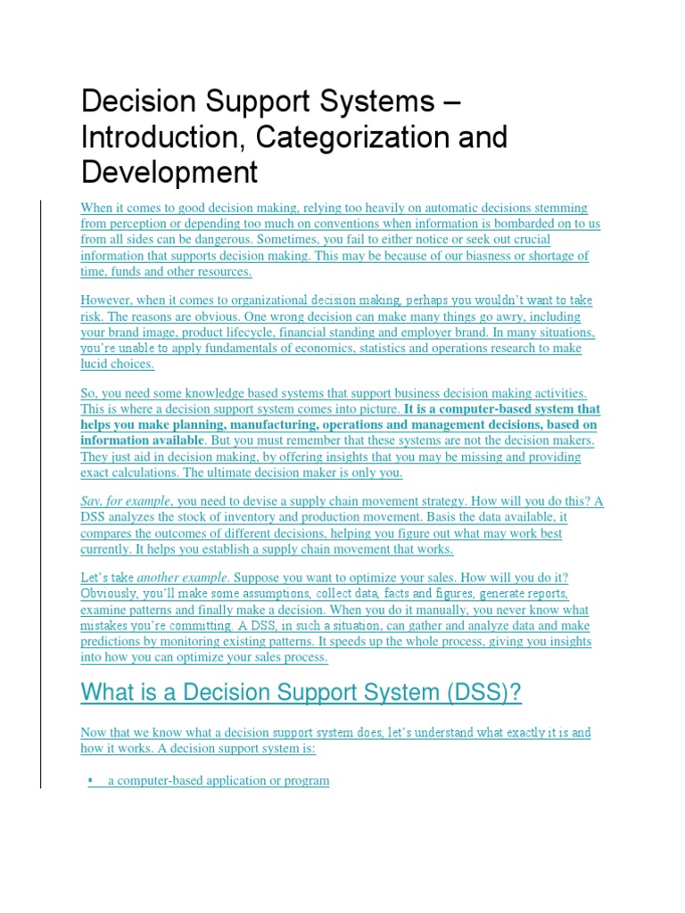 Decision Support Systems | PDF | Decision Support System | Decision Making