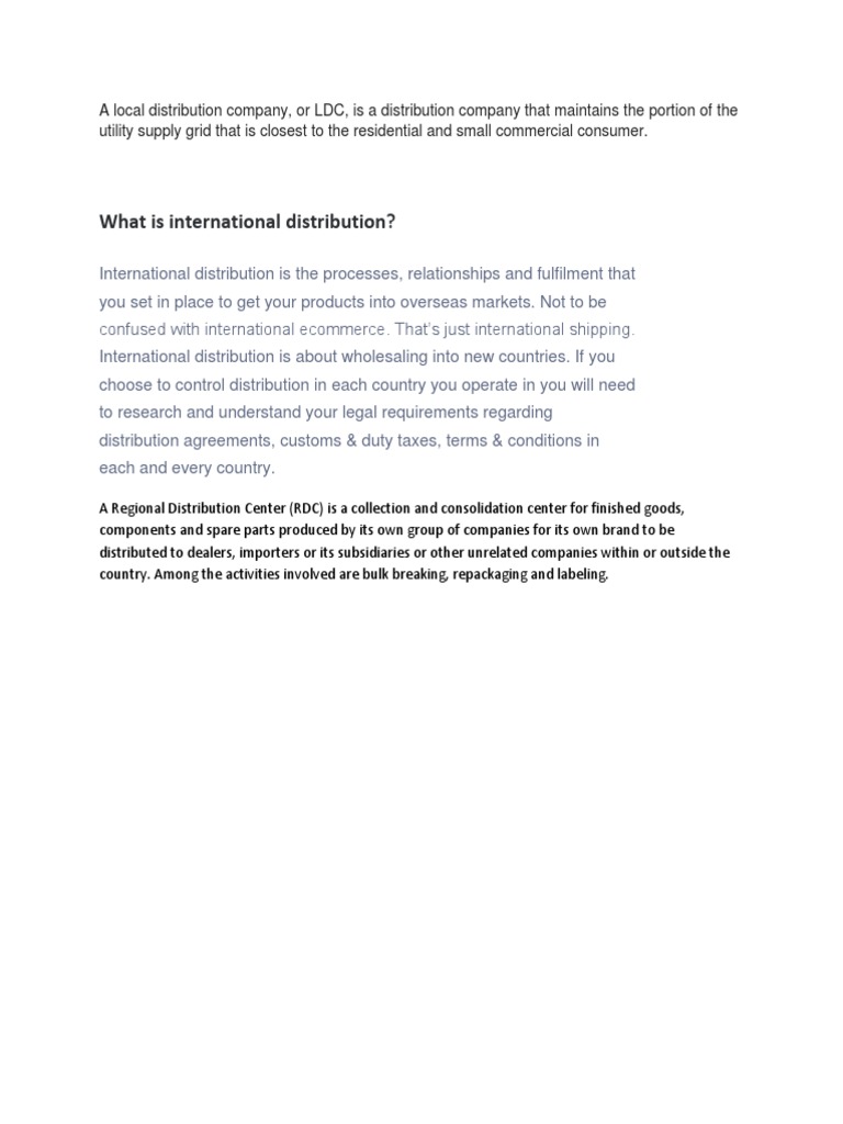 A Local Distribution Company | PDF