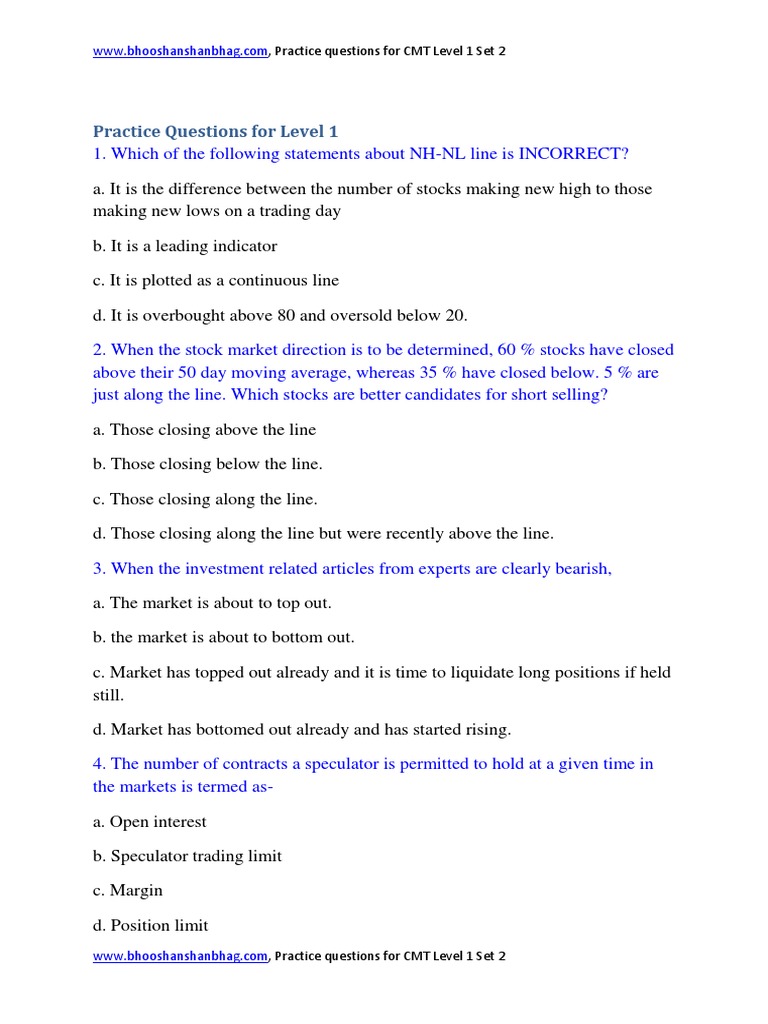 Practice Questions For CMT Level 1 Set 2 | PDF | Bonds (Finance ...