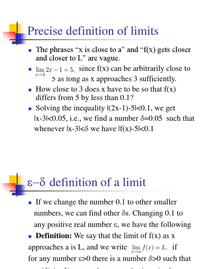 Precise Definition of Limits | PDF | Continuous Function | Function ...