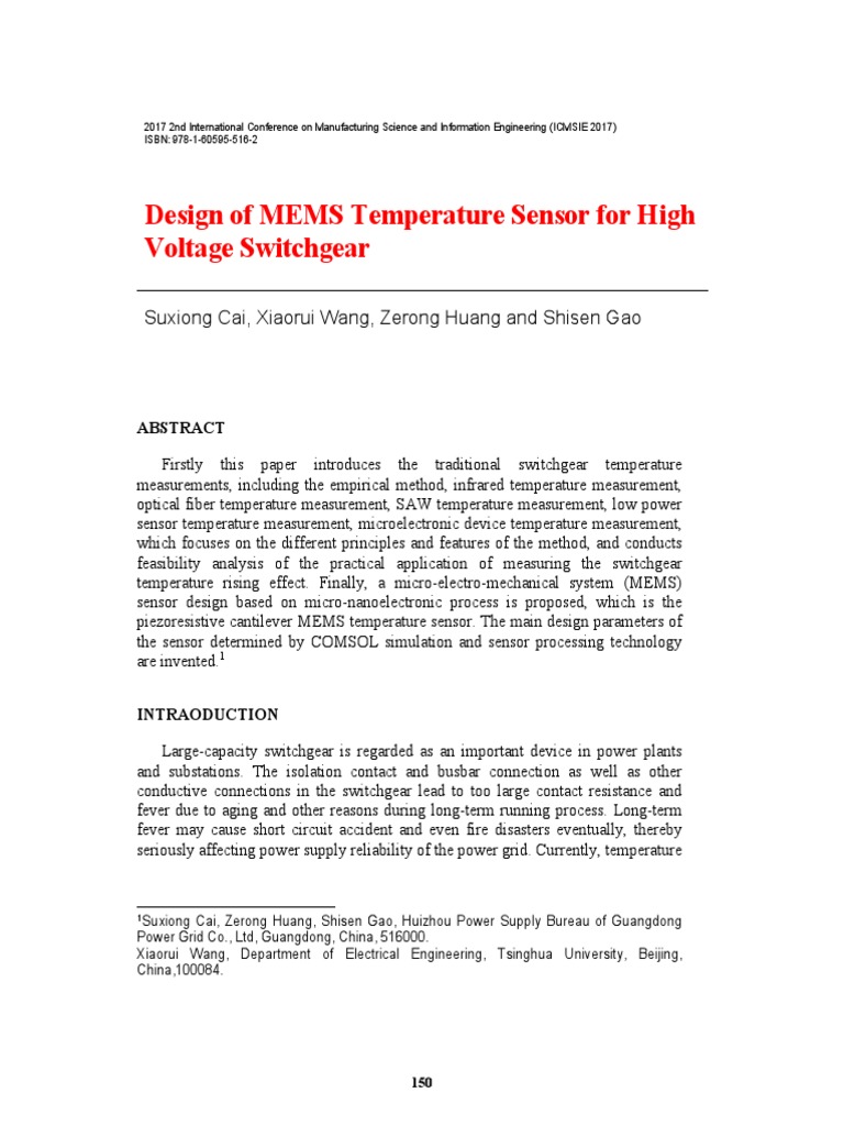 Design of MEMS Temperature Sensor For High Voltage Switchgear | PDF | Infrared | Optics