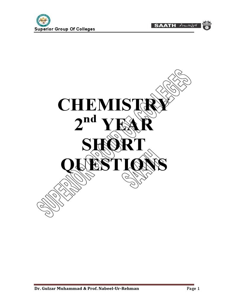 2nd Year Full Book SQ's | PDF | Nitric Acid | Ethanol