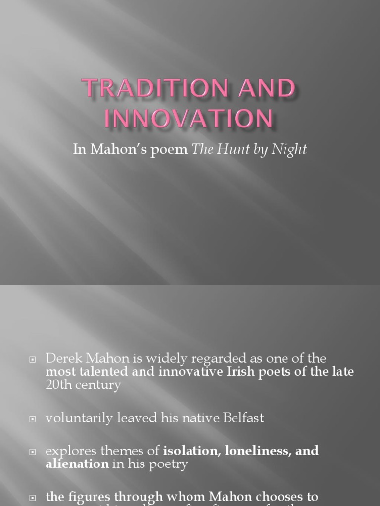 Mahon Tradition and Innovation | PDF | Irish Poetry | Poetry