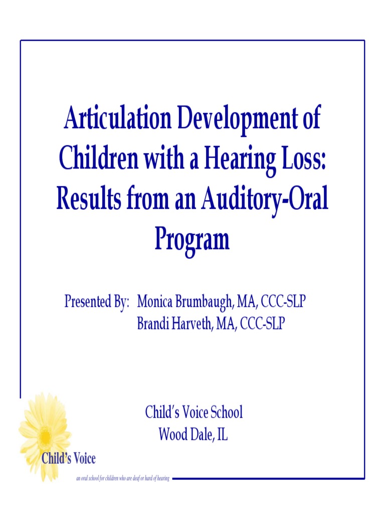 Articulation Development | PDF | Hearing Loss | Consonant