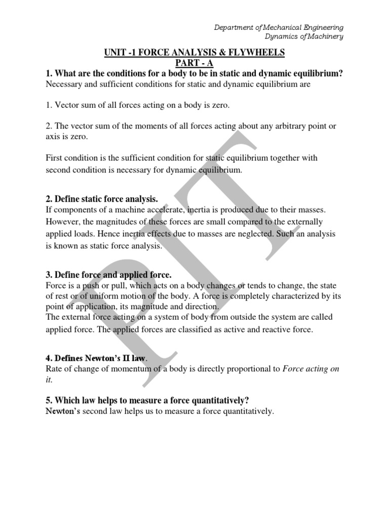 Department of Mechanical Engineering Dynamics of Machinery | Download ...