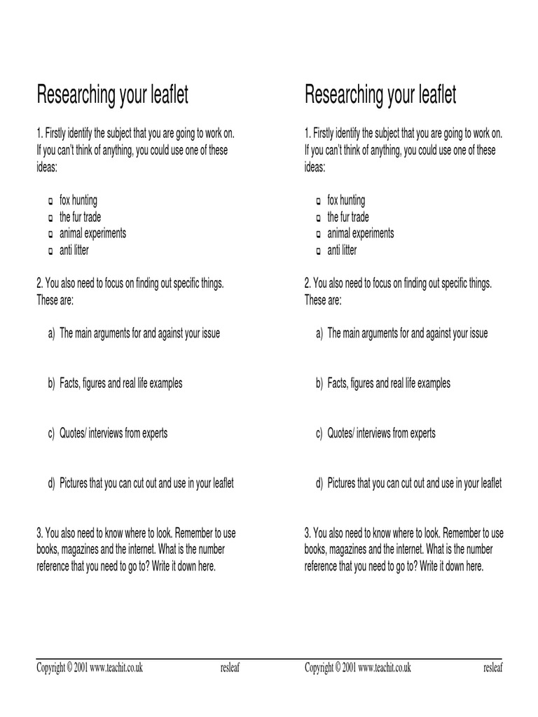 Researching Your Leaflet Researching Your Leaflet: Resleaf Resleaf | PDF