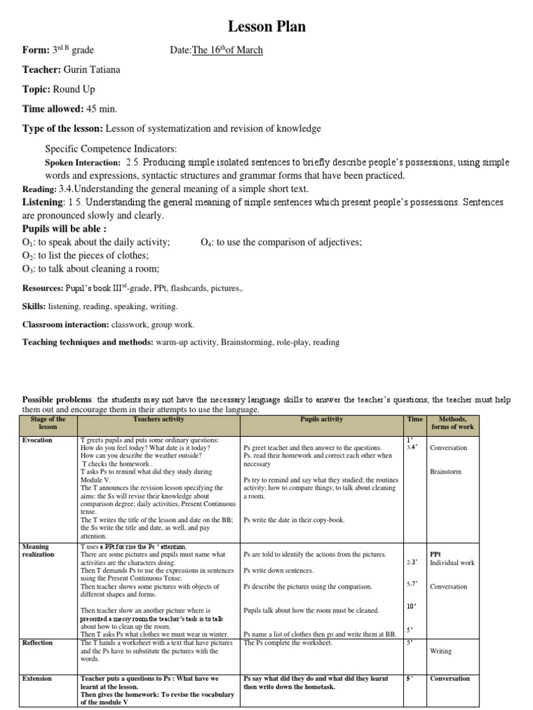 Lesson Plan: Spoken Interaction | PDF | Lesson Plan | Teachers