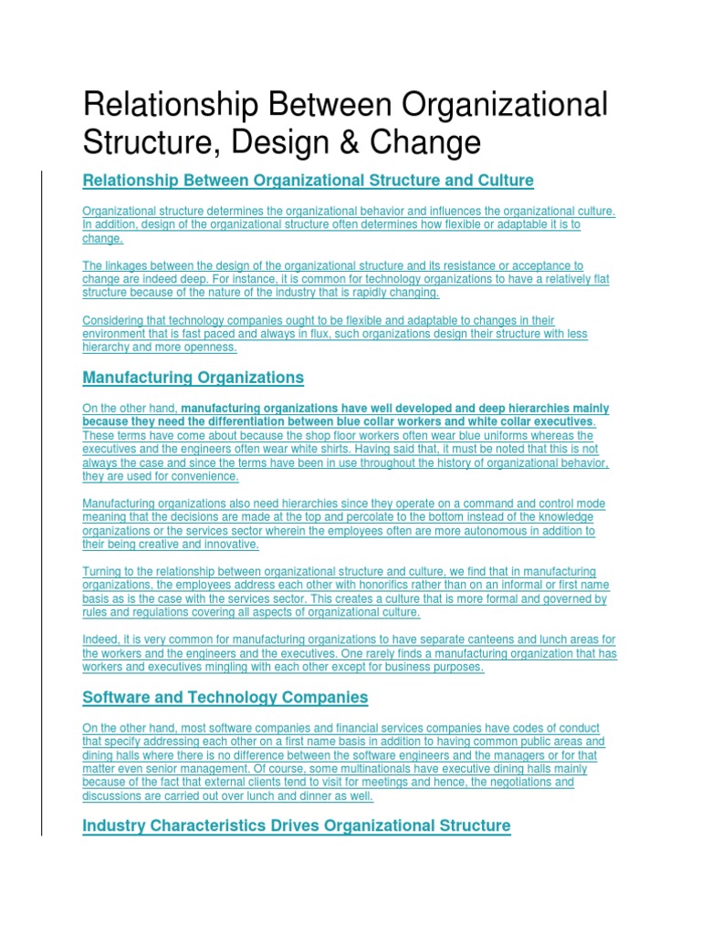 Relationship Between Organizational Structure | PDF | Organizational ...
