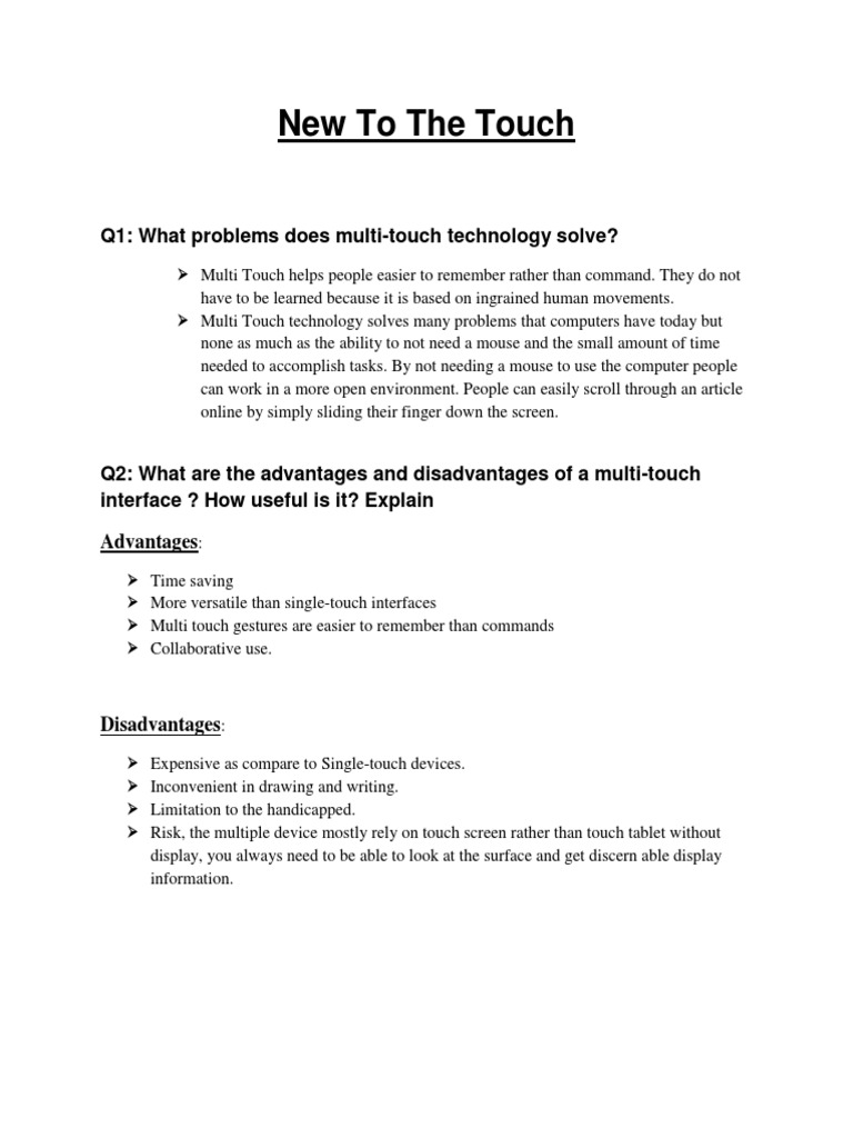 New To The Touch: Q1: What Problems Does Multi-Touch Technology Solve ...