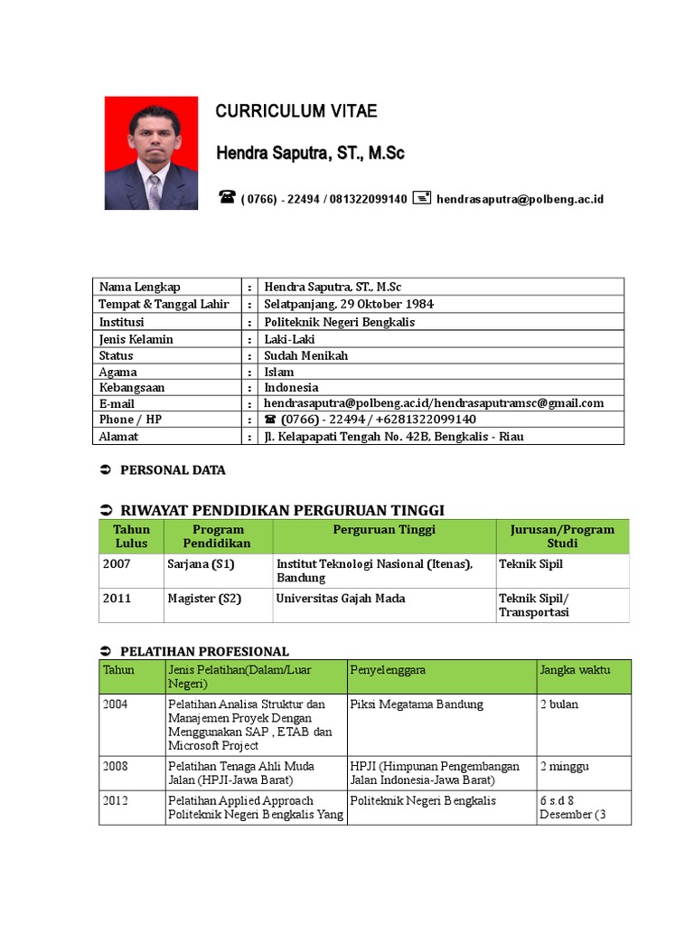 Profil Hendra Saputra, ST., M.Sc | PDF
