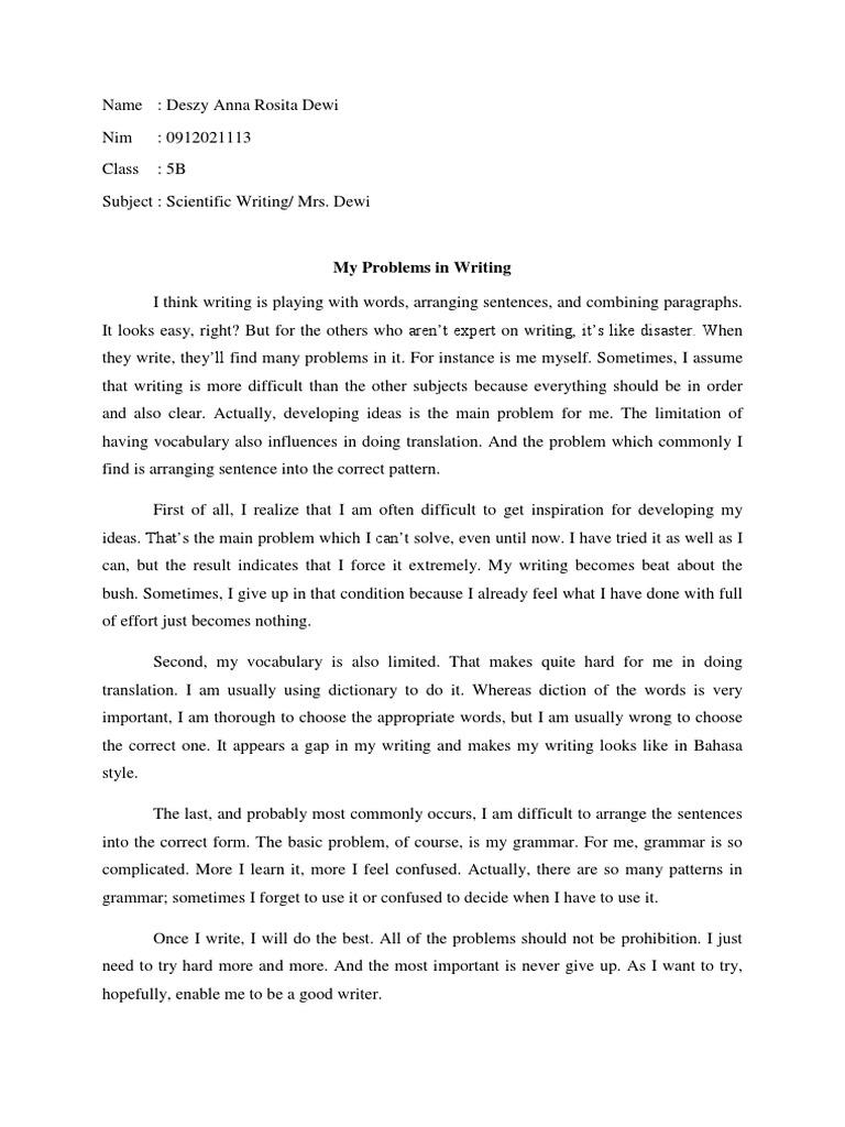 My Problems in Writing | PDF