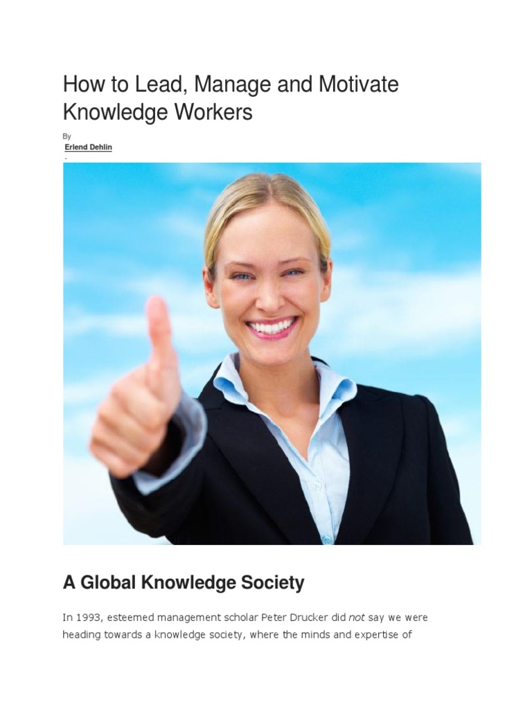 How To Lead, Manage and Motivate Knowledge Workers | PDF | Knowledge ...