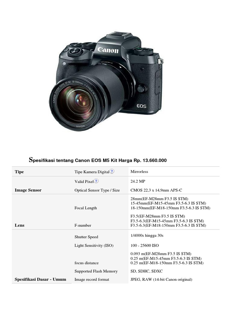 Spesifikasi Kamera Dan Printer | PDF