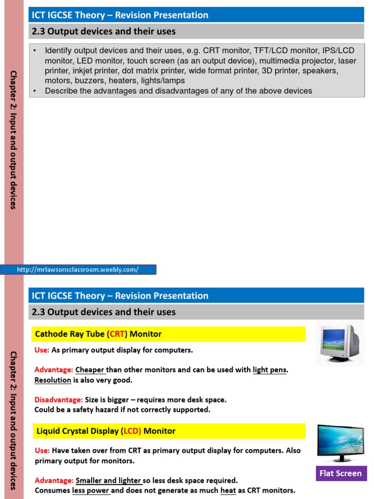 2.3 Output Devices and Their Uses | PDF | Computer Monitor | Printer (Computing)
