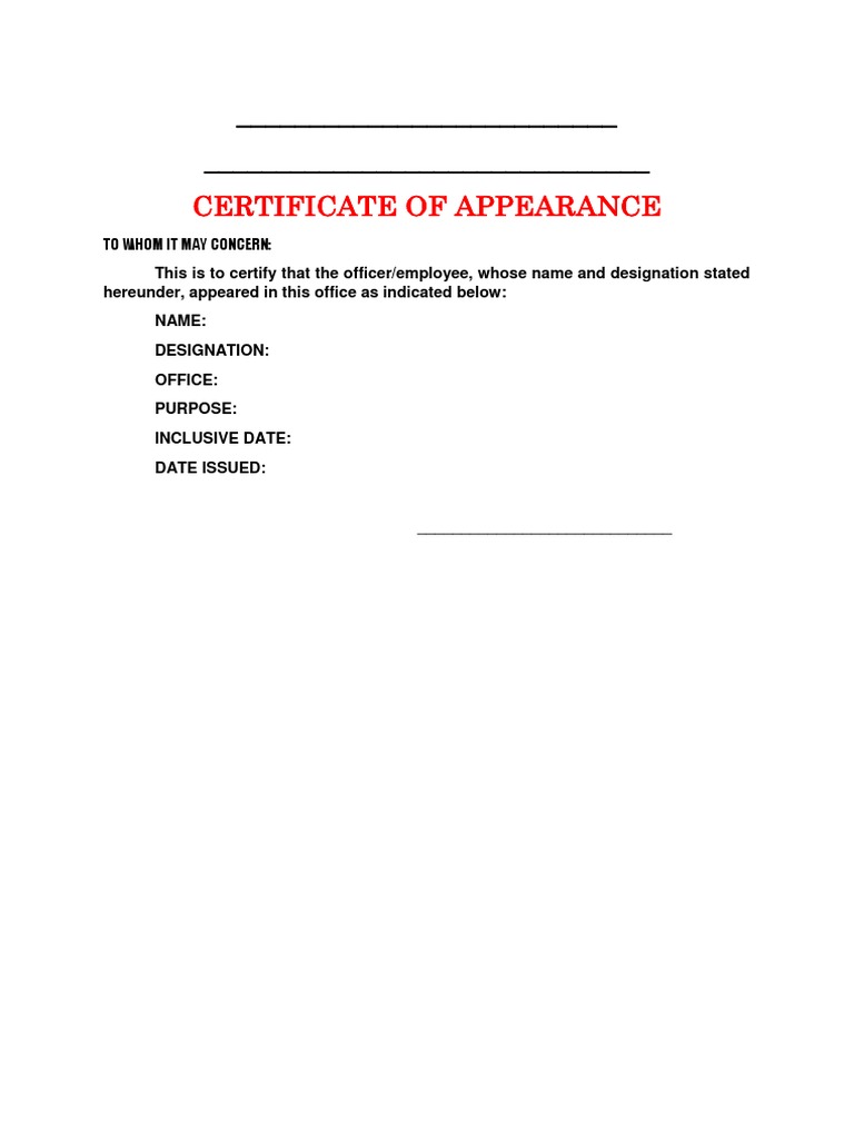 Certificate of Appearance 2 | PDF | Business
