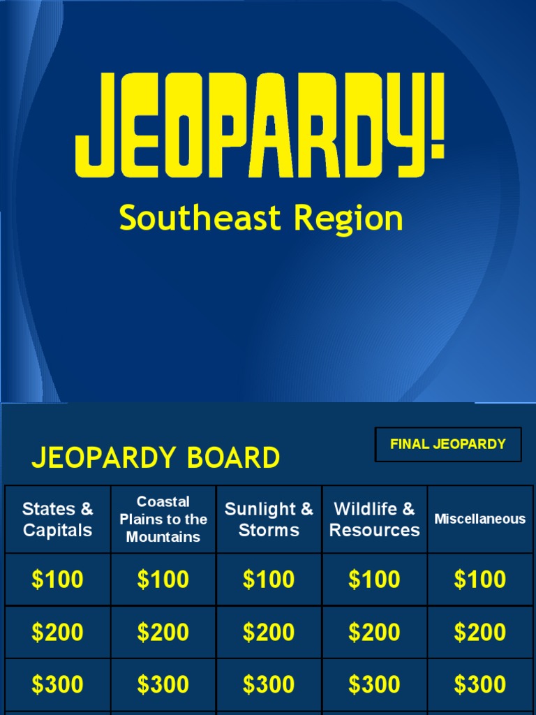 Southeast Region Jeopardy | PDF | Coast | Tropics