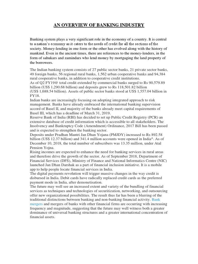 An Overview of Banking Industry | PDF | Credit | Finance & Money Management
