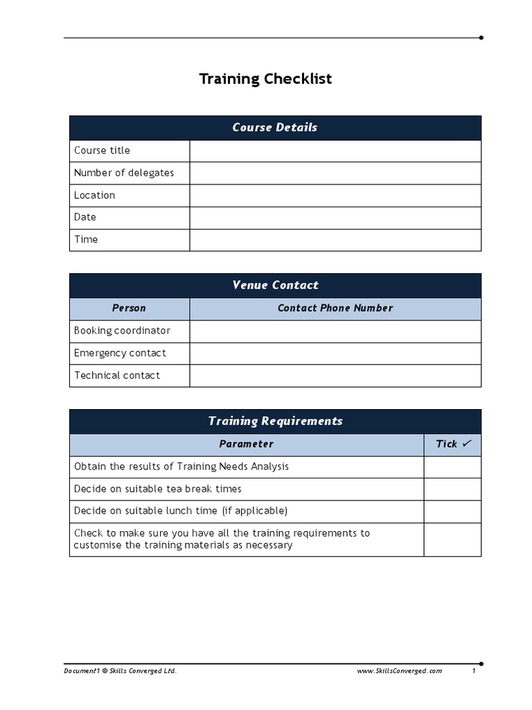 Training Checklist: Course Details | Download Free PDF | Computing ...