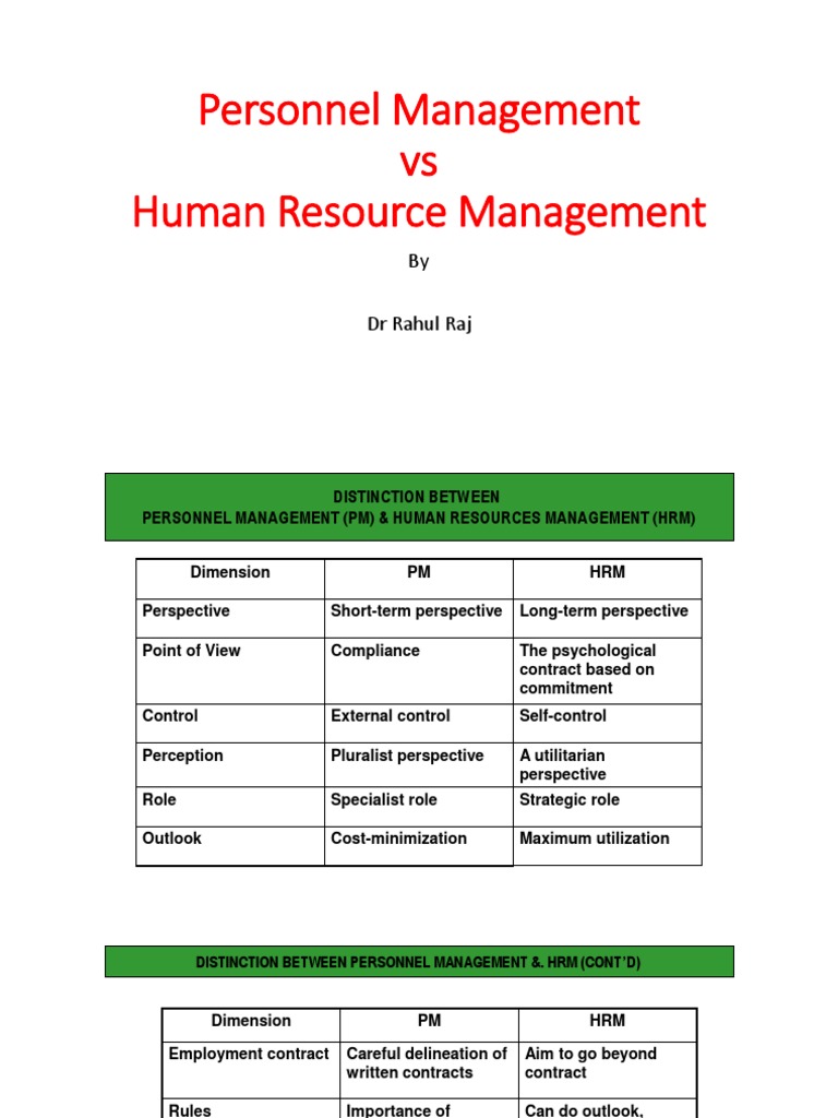 Personal Management Vs HRM | PDF | Human Resource Management | Employment