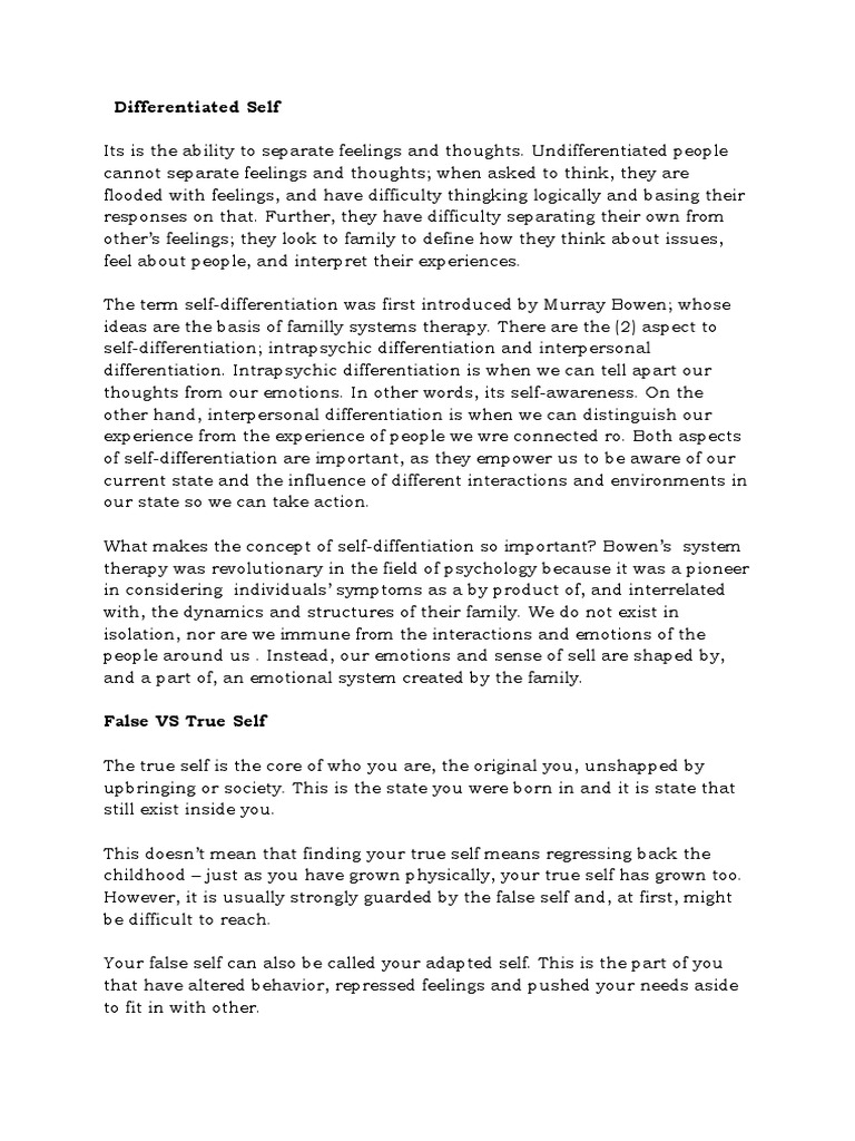 Differentiated Self UTS | PDF | Id | Self