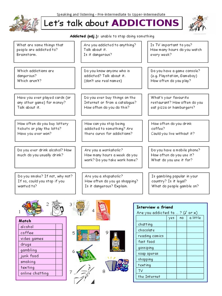 Lets Talk About Addictions Fun Activities Games - 795 | PDF | Society ...