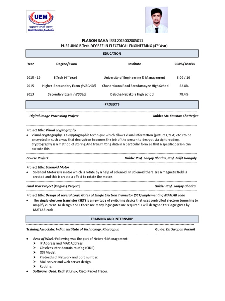 CV Plabon | PDF | Cryptography | Transistor