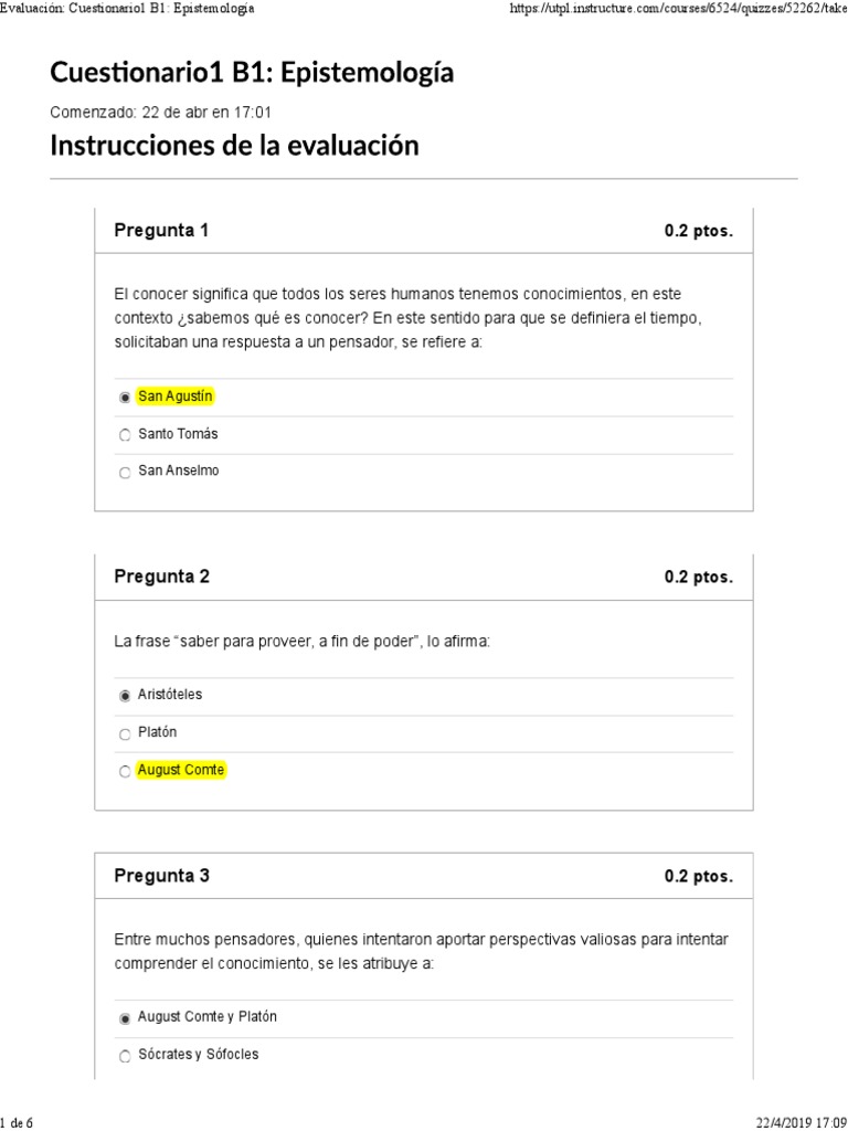 Cuestionario de Epistemologia | PDF | Epistemología | Conocimiento