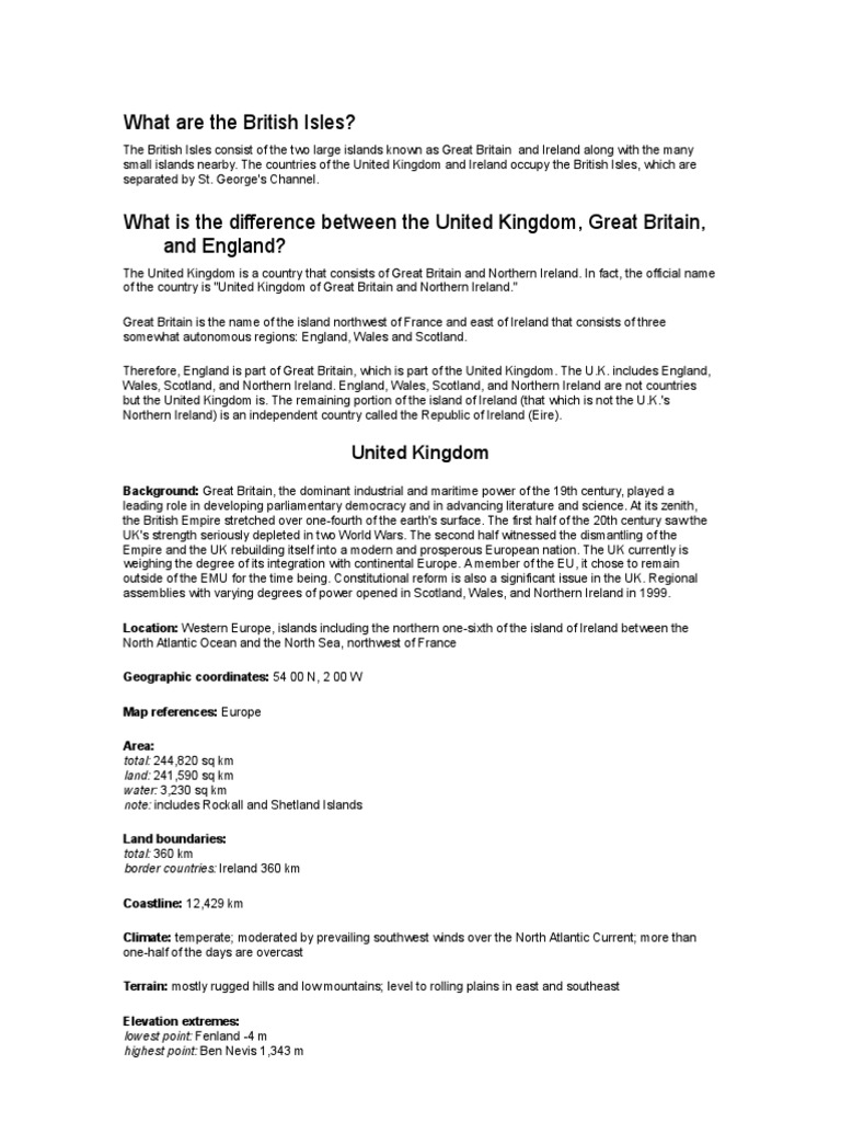 What Are The British Isles Pdf Ireland United Kingdom