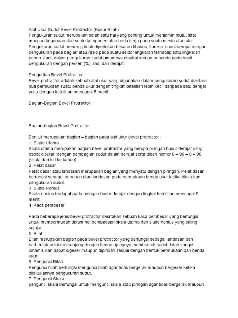 Alat Ukur Sudut Bevel Protractor (Busur Bilah) | PDF