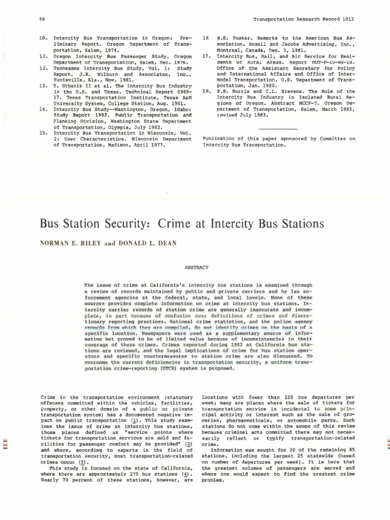 Bus Station Security: Crime at Intercity Bus Stations | PDF | Uniform ...