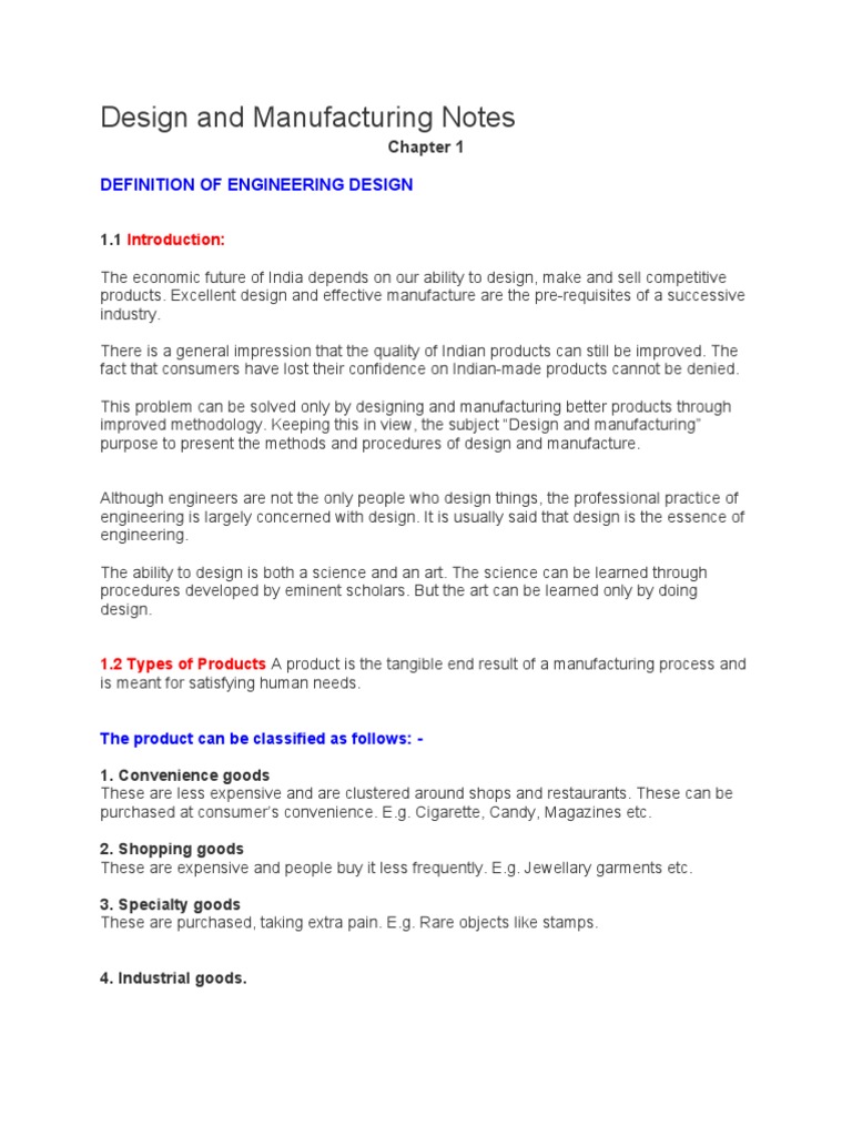 Design and Manufacturing Notes | Design | Creativity