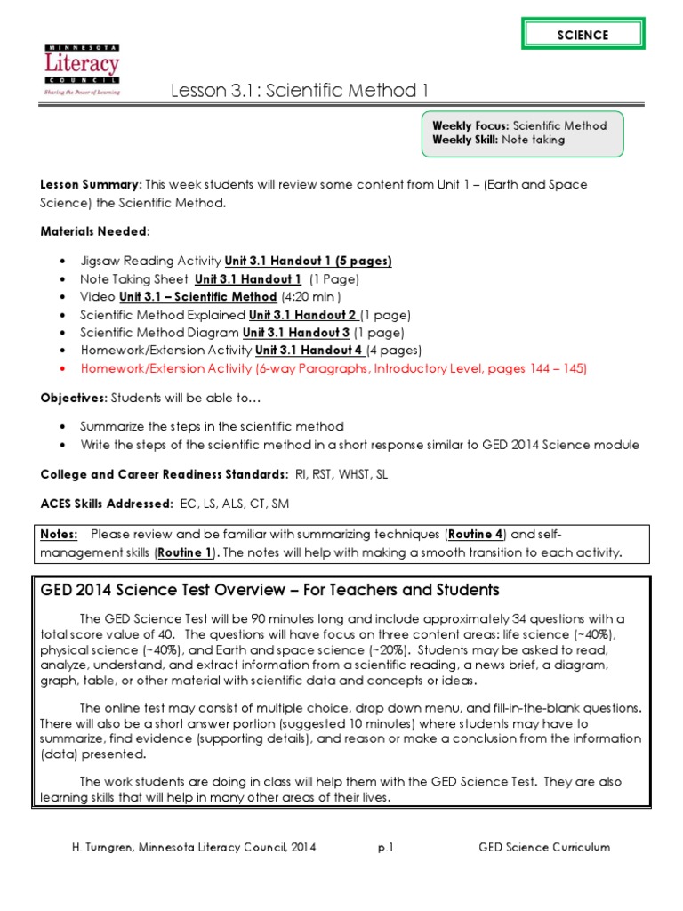 Unit3.1 Scientific Method 1a | PDF | Experiment | Scientific Method