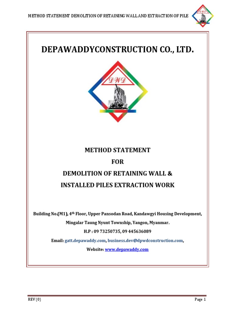 Retaining Wall Demolition Method Statement | PDF | Demolition | Deep Foundation