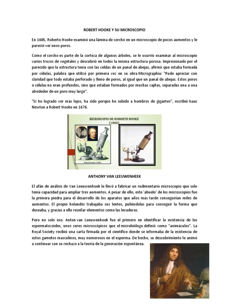 Robert Hooke y su microscopio de 1665 | PDF | Microscopio | Biología