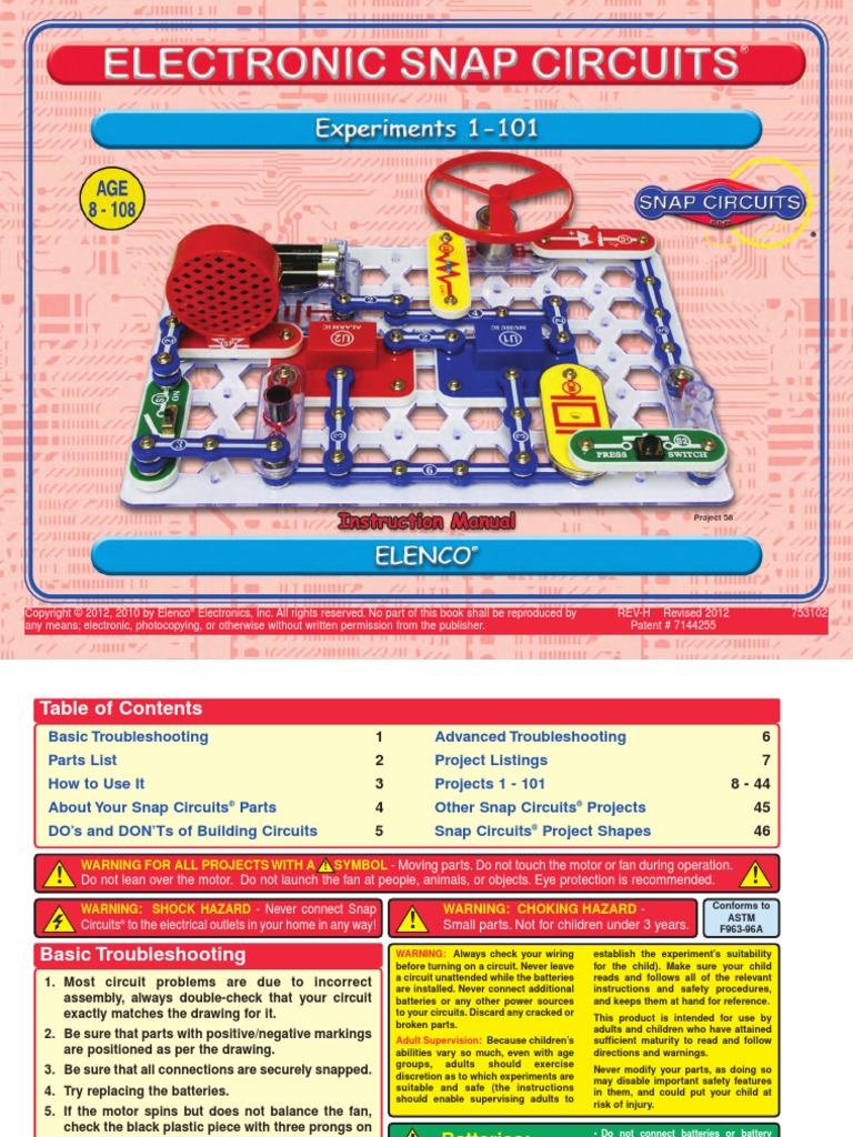 Electronic Snap Circuits Experiment 1 - 101 PDF | PDF | Electric ...