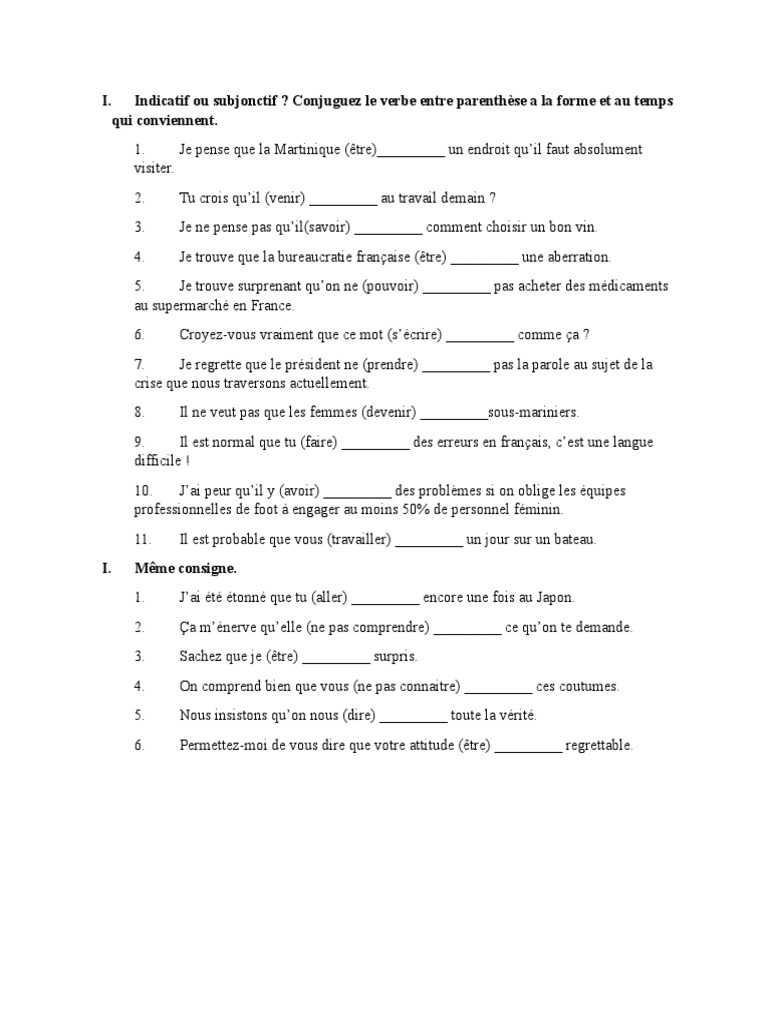 Quiz sur le subjonctif français | PDF | Verbe