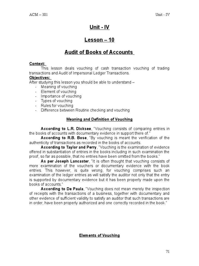 Audit of Books of Accounts | PDF | Goodwill (Accounting) | Debits And ...