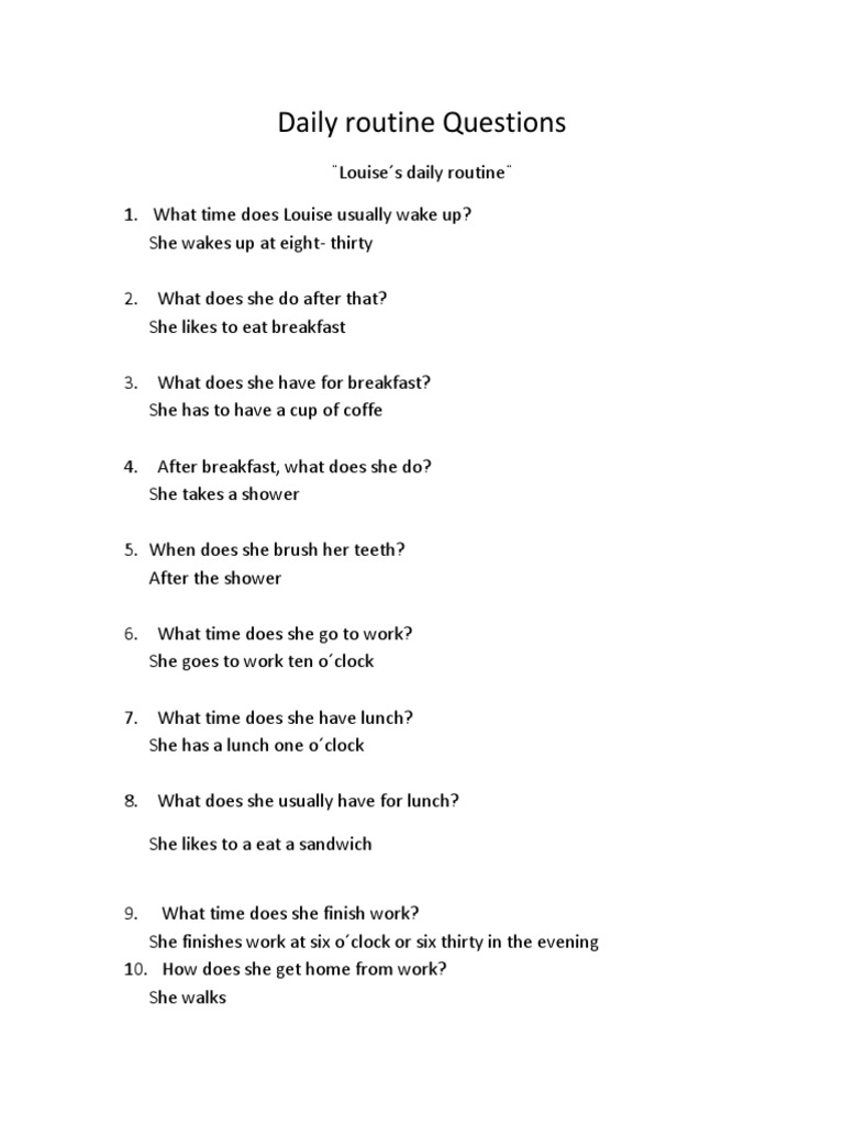 Daily Routine Questions | PDF