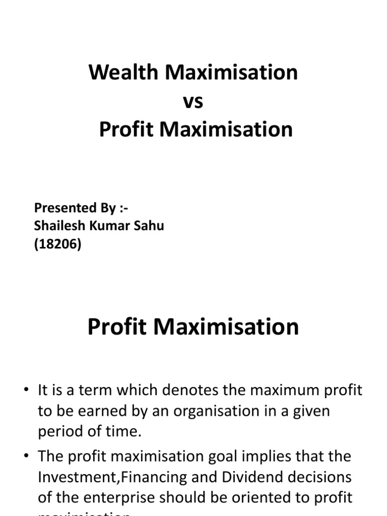 Wealth Vs Profit Maximisation | PDF