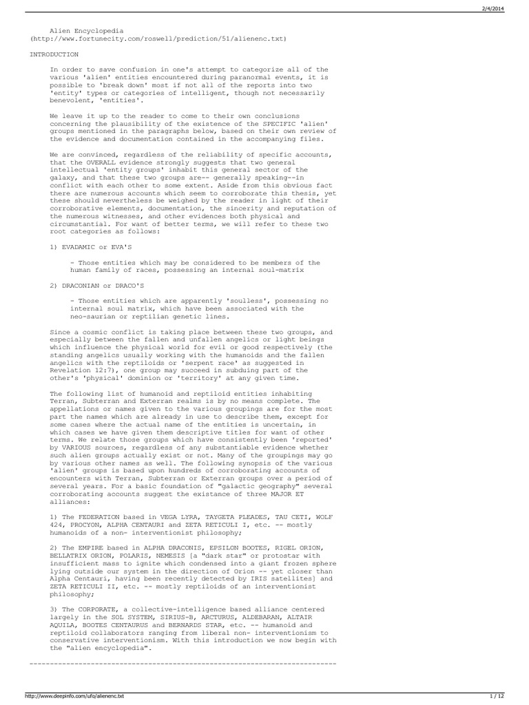 Alien Encyclopedia | PDF | Hybrid (Biology) | Human