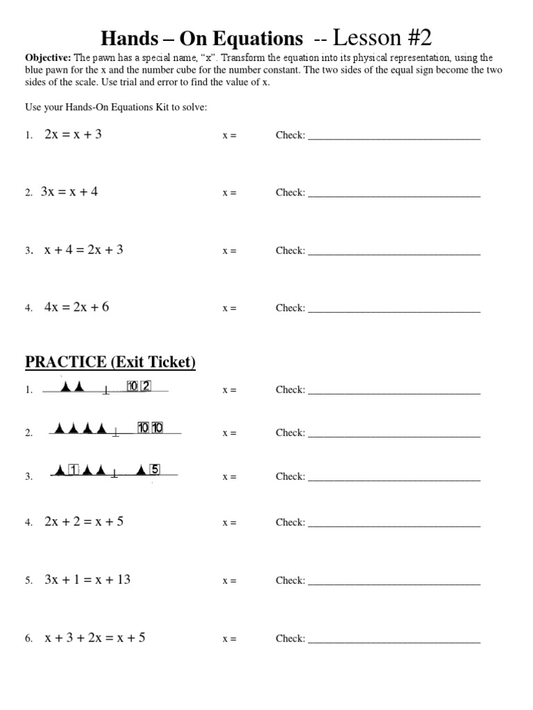 Hands-On Equations Lesson 2 Guide | PDF | Teaching Methods & Materials ...