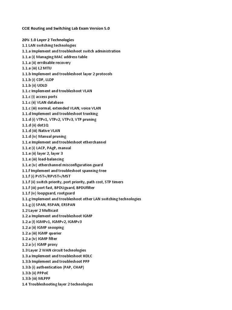 Ccie Routing And Switching Lab Exam Version 50 20 10 Layer 2 Technologies Pdf 